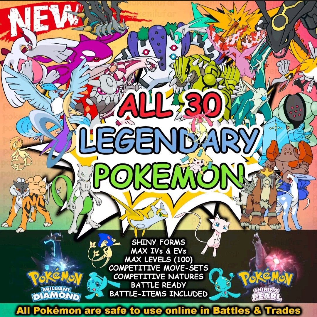 All 30 Legendary BR – GEN 4 Shiny 6IV – BD/SP - Pokemon Valley