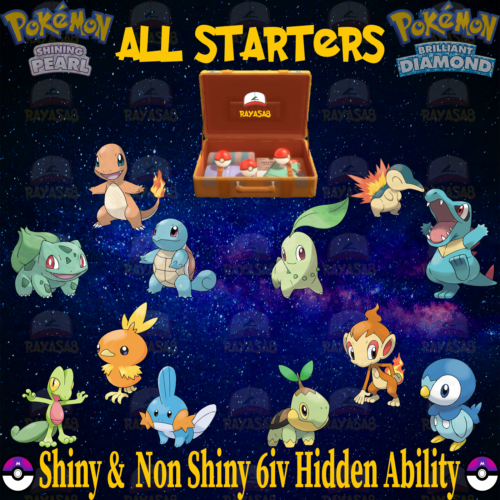 All Starters GEN 1, 2, 3, 4 Shiny 6IV – BD/SP - Pokemon Valley