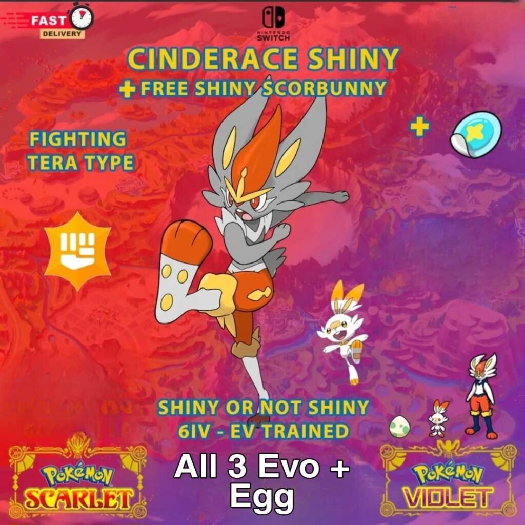 Bundle Scorbunny Egg + Cinderance Team – Gen 9 Shiny 6IV – Pokemon ...