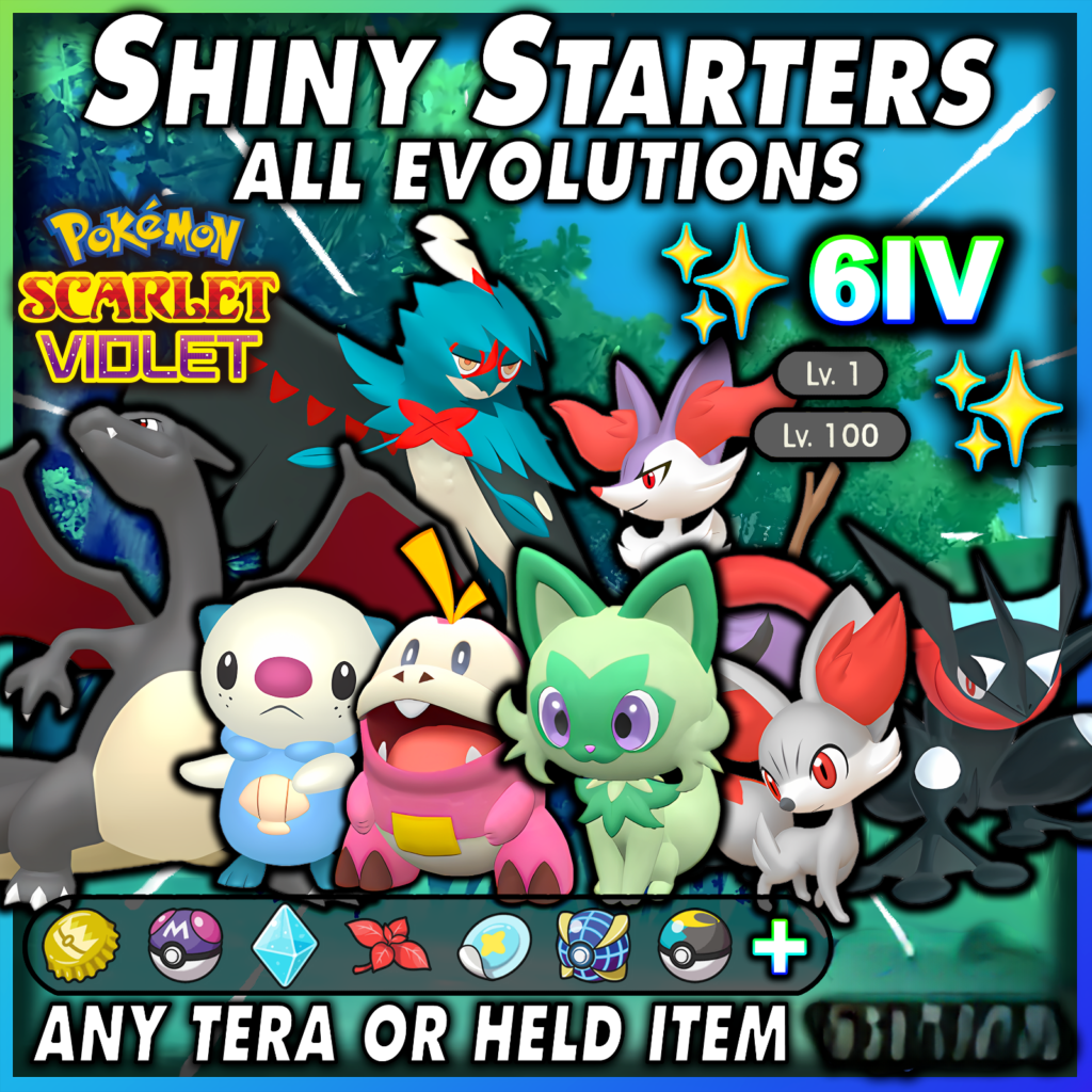 POKEMON ALL Shiny Starters & Evolutions BR - GEN 9 | 6IV Everything is ...